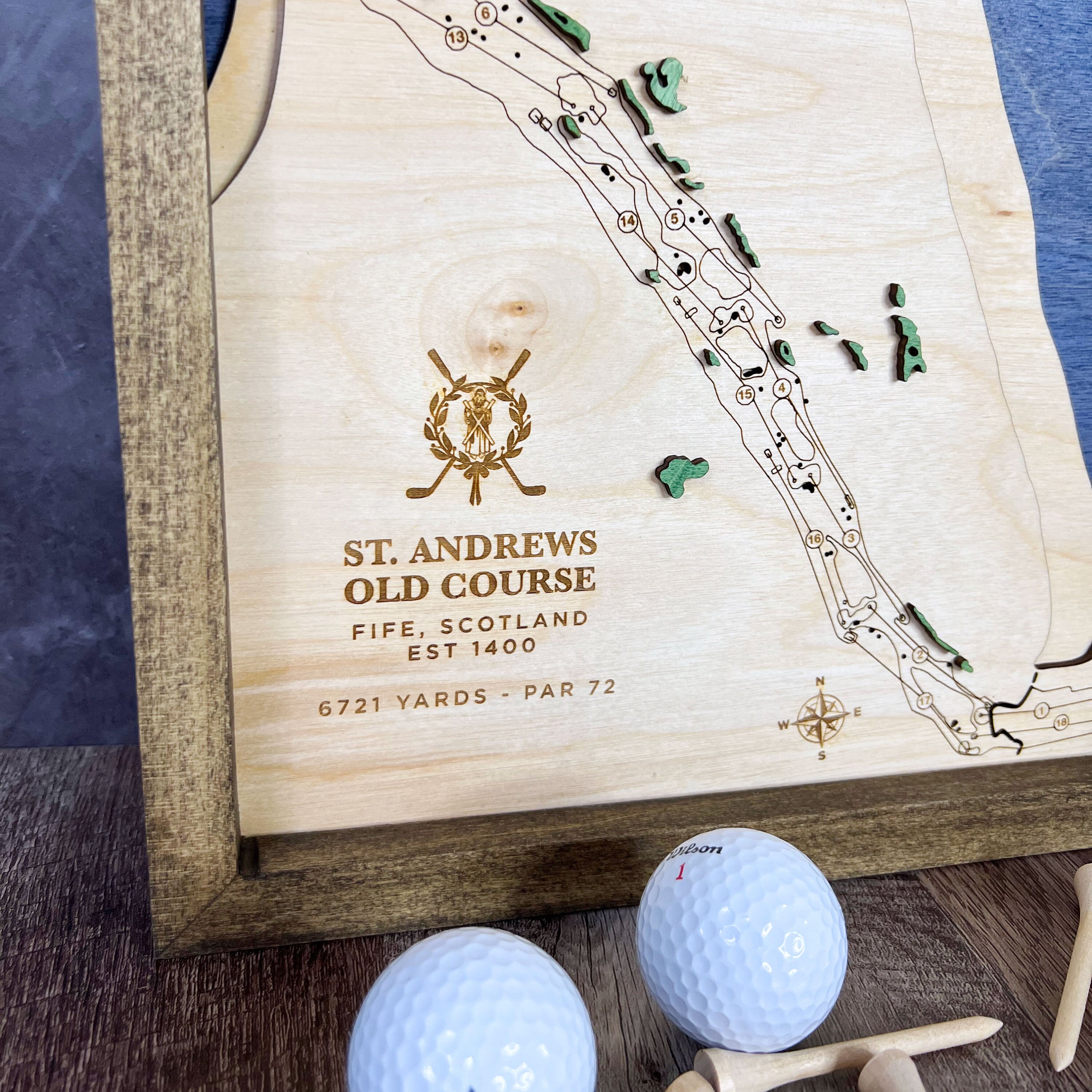 St Andrews Old Course Golf Course Map Layered Wood Golf Course Picture ...