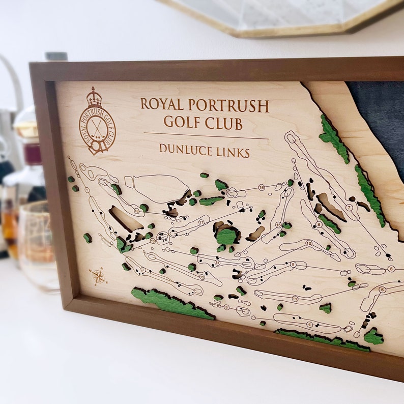 Royal Portrush Golf Club Golf Course Map Layered Wood Golf Course ...