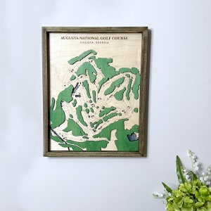 Augusta National Country Club Golf Course Map Layered Wood Golf Course Picture Custom Engraved ...