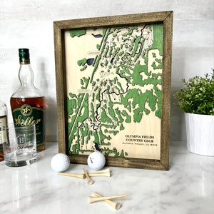 Custom Golf Course Map Engraved Golf Map Custom Golf Picture Wooden ...