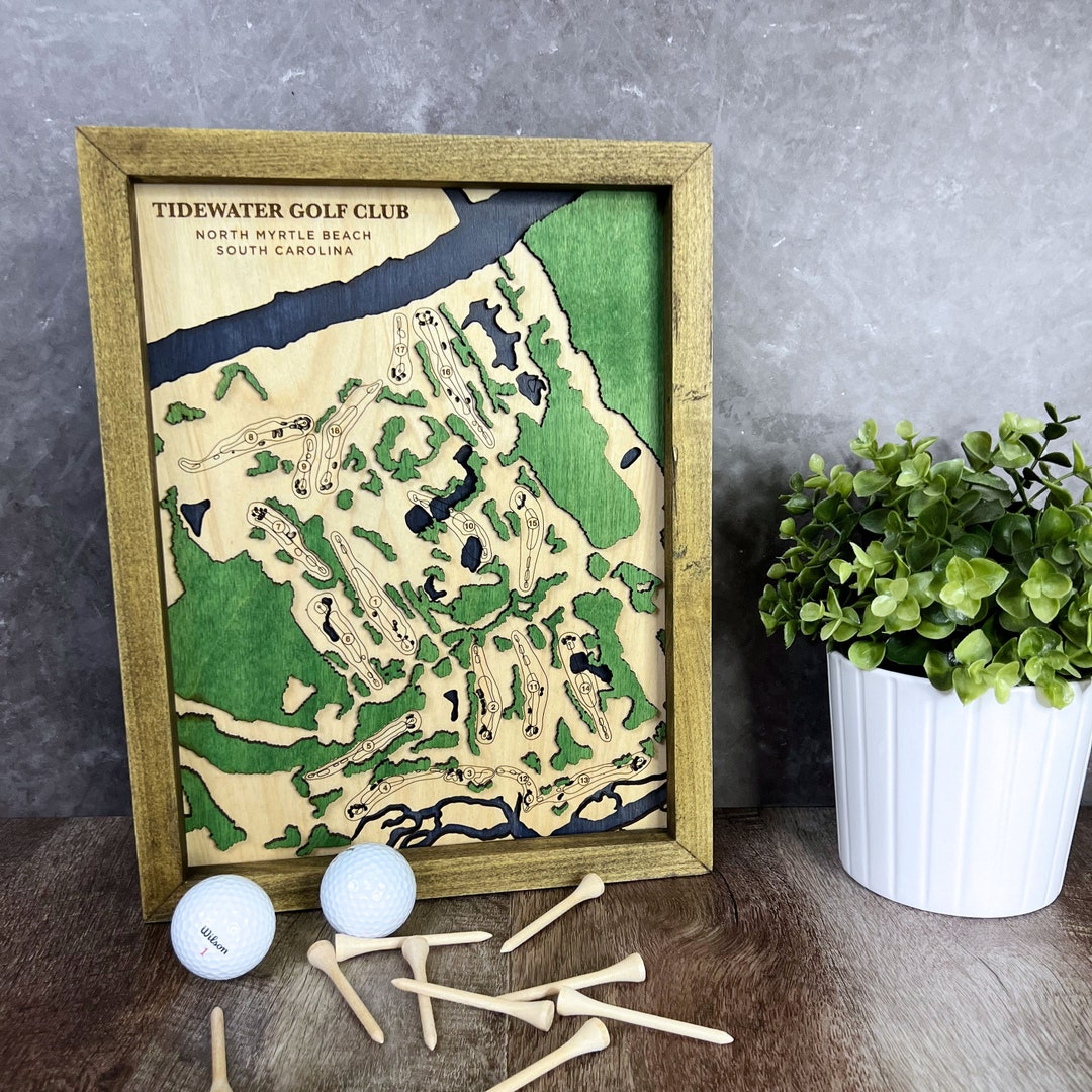 Tidewater Golf Club Golf Course Map Layered Wood Golf Course Picture ...