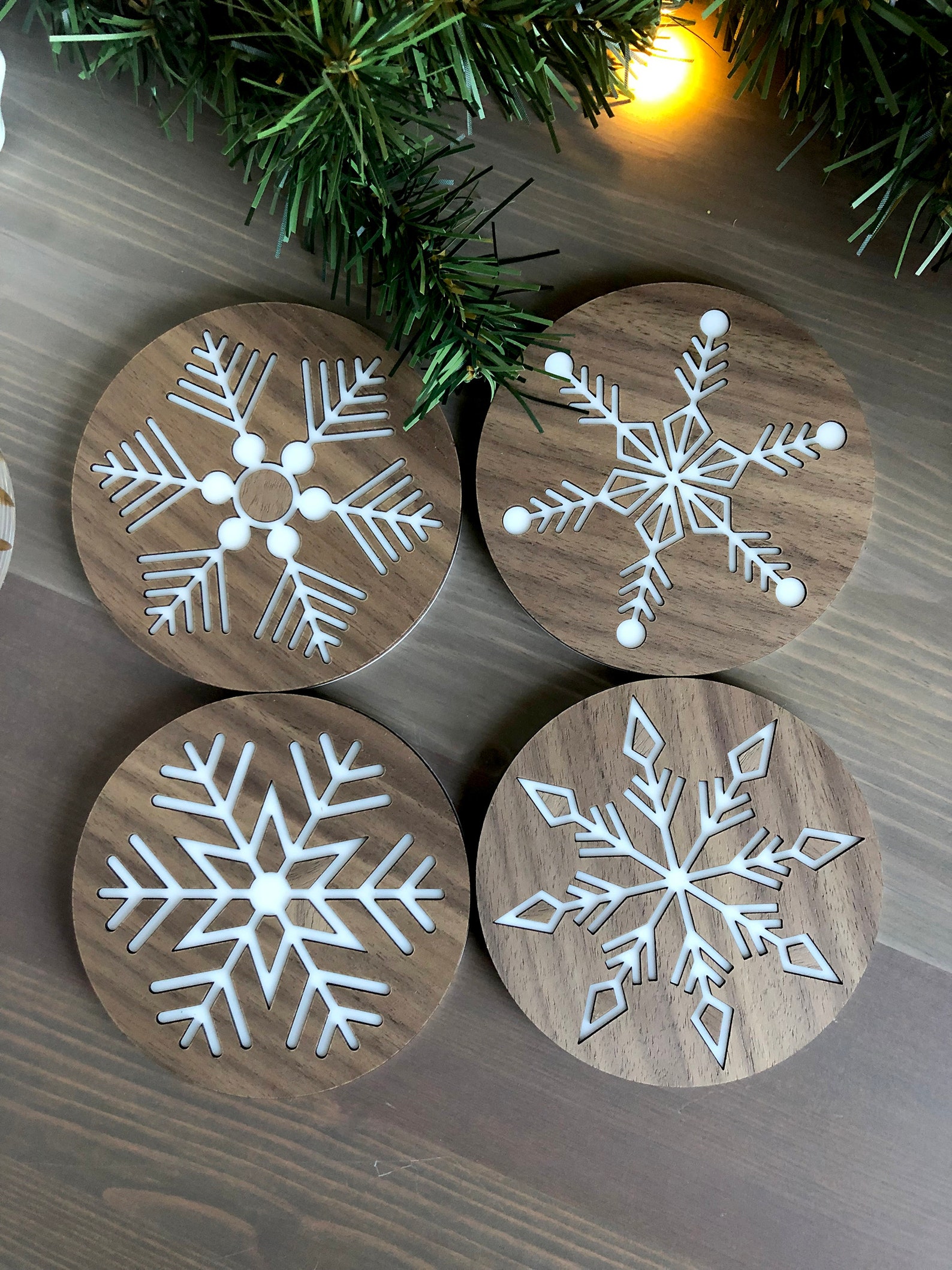 Snowflake Coaster Set Christmas Coaster Holiday Coaster Christmas Decor ...