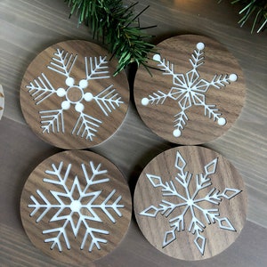 Snowflake Coaster Set Christmas Coaster Holiday Coaster Christmas Decor ...