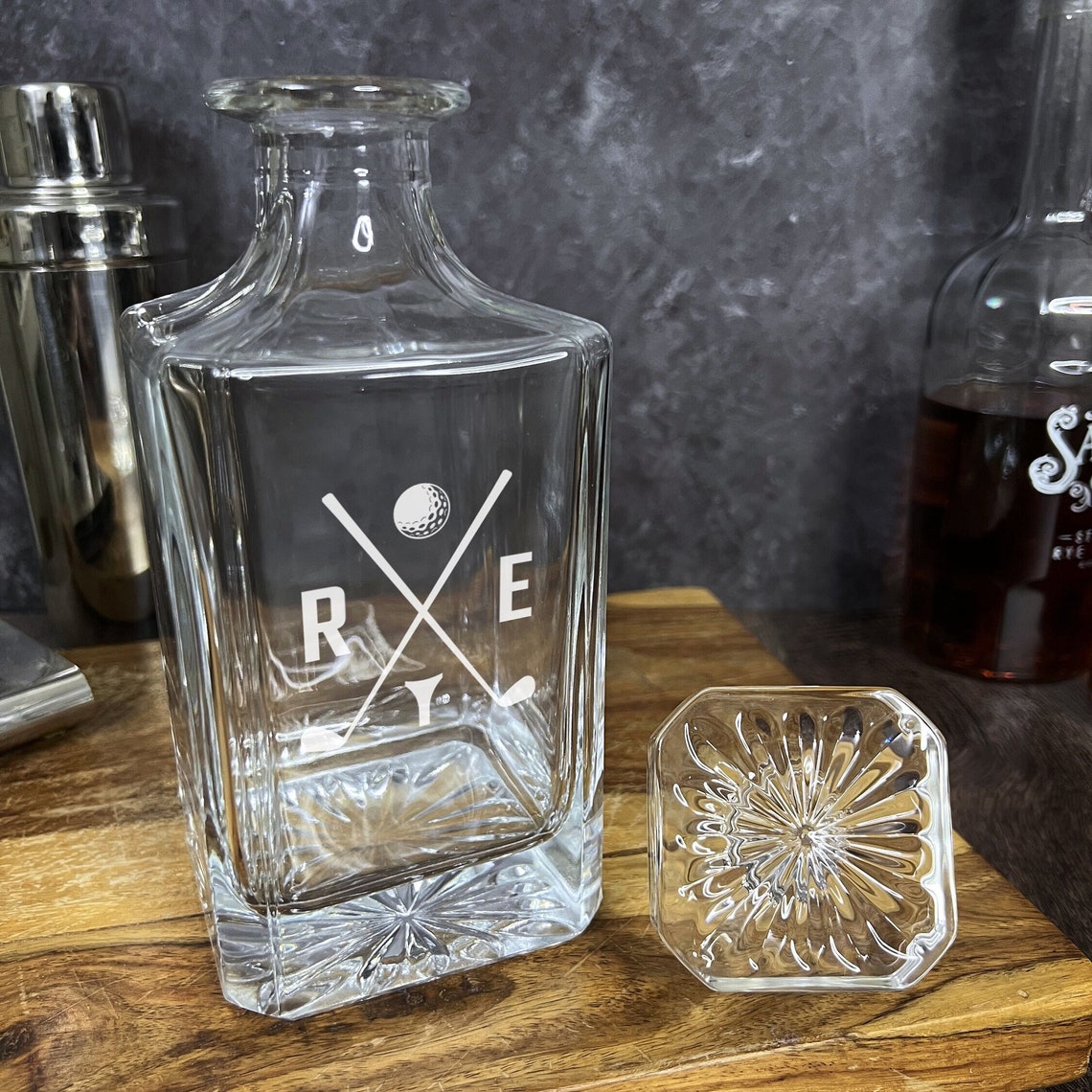 Custom Whiskey Decanter Golf Monogram Personalized Bourbon - Etsy