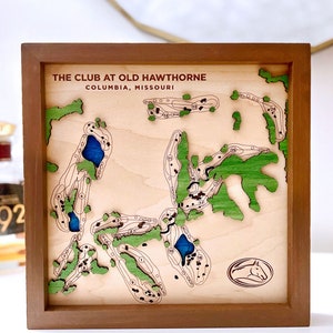 The Club at Old Hawthorne Golf Course Map Layered Wood Golf - Etsy