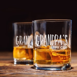 Grandpa's Sippy Cup Whiskey Glass Gift for Grandpa Cocktail Glass ...