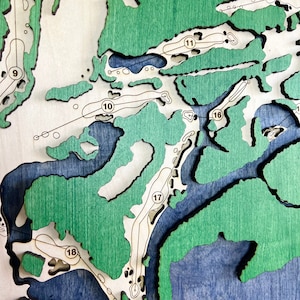 Whispering Pines Golf Course Map Layered Wood Golf Course Picture ...