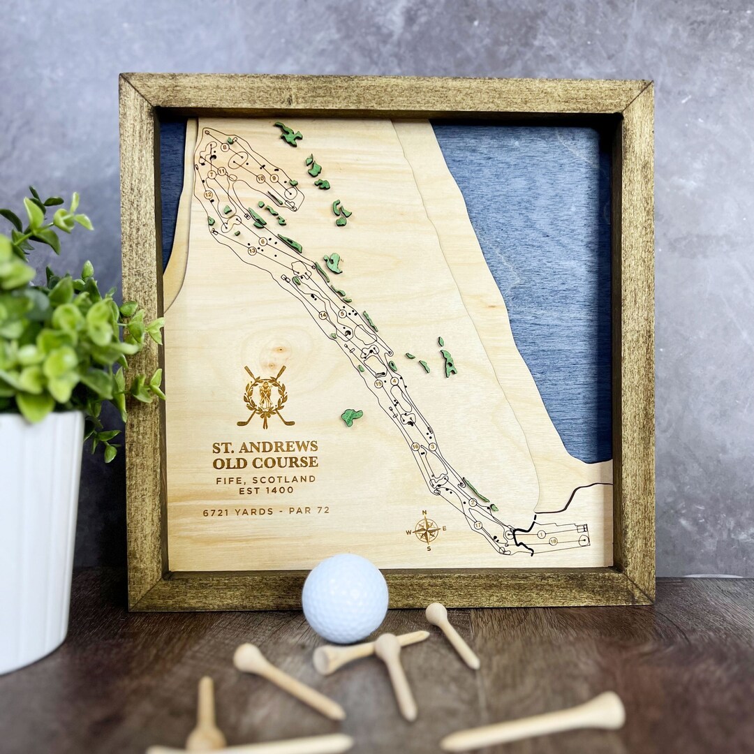 St Andrews Old Course Golf Course Map Layered Wood Golf Course Picture ...