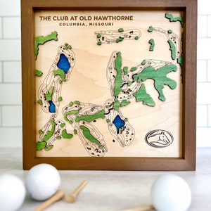 The Club at Old Hawthorne Golf Course Map Layered Wood Golf Course ...
