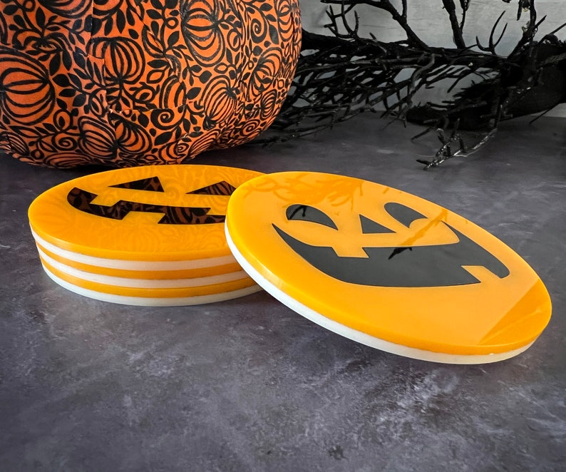 Halloween Coasters Fall Pumpkin Coasters Jack-o-lantern Coasters ...