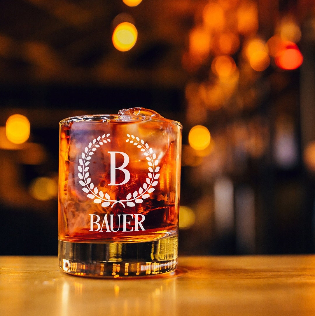 Personalized Whiskey Glass Custom Initial Glass Engraved Name Glass ...