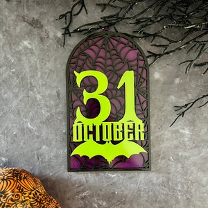 October 31 Halloween Sign - Bat and Spider Web Sign - Spooky Halloween ...