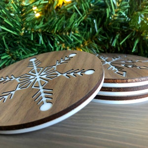 Snowflake Coaster Set Christmas Coaster Barware Holiday Coaster ...
