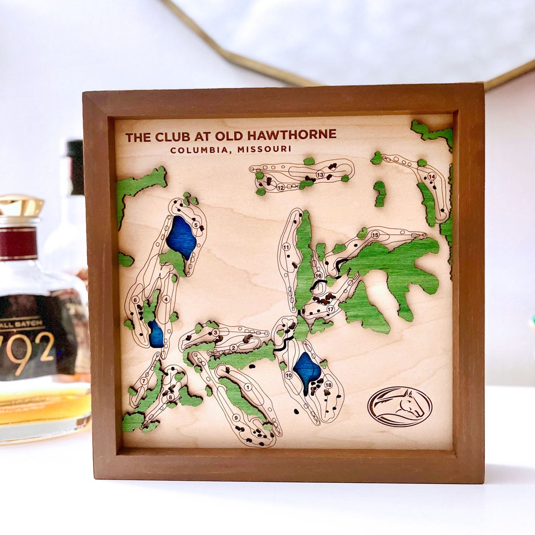 The Club at Old Hawthorne Golf Course Map Layered Wood Golf Course ...