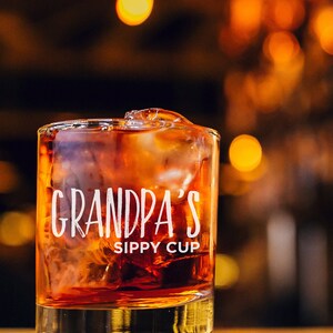 Grandpa's Sippy Cup Whiskey Glass Gift for Grandpa Cocktail Glass ...