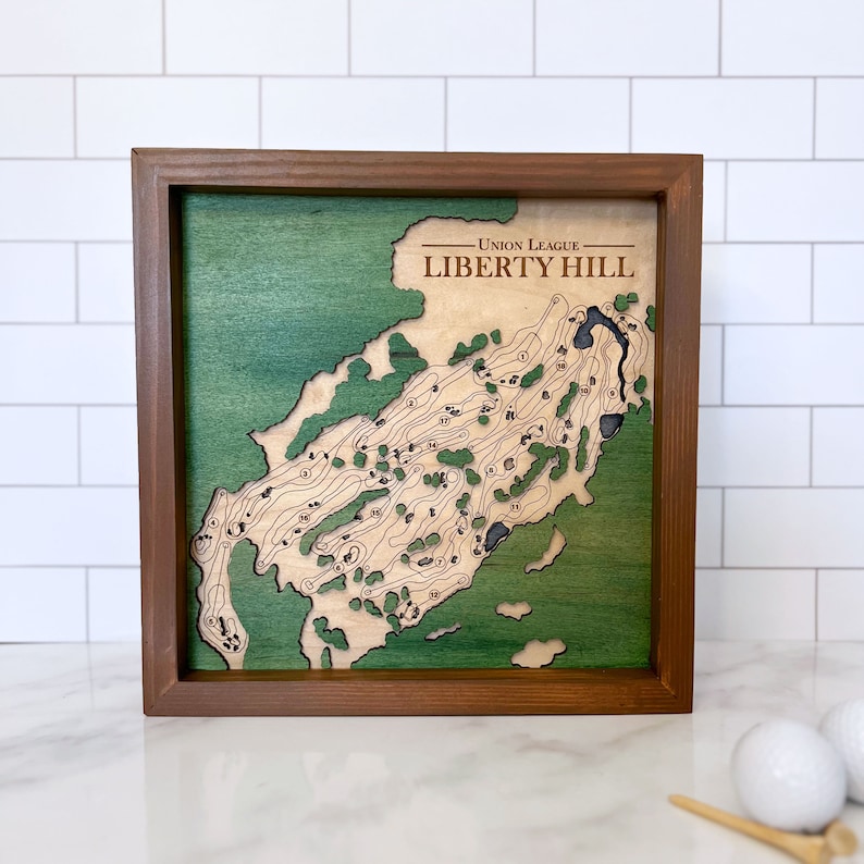 Union League Liberty Hill Golf Course Map Layered Wood Golf Course ...