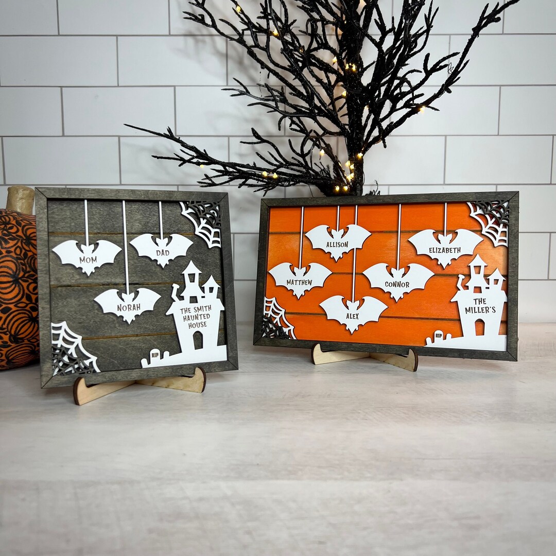 Personalized Halloween Sign Bat Family Custom Halloween Decoration Fall ...