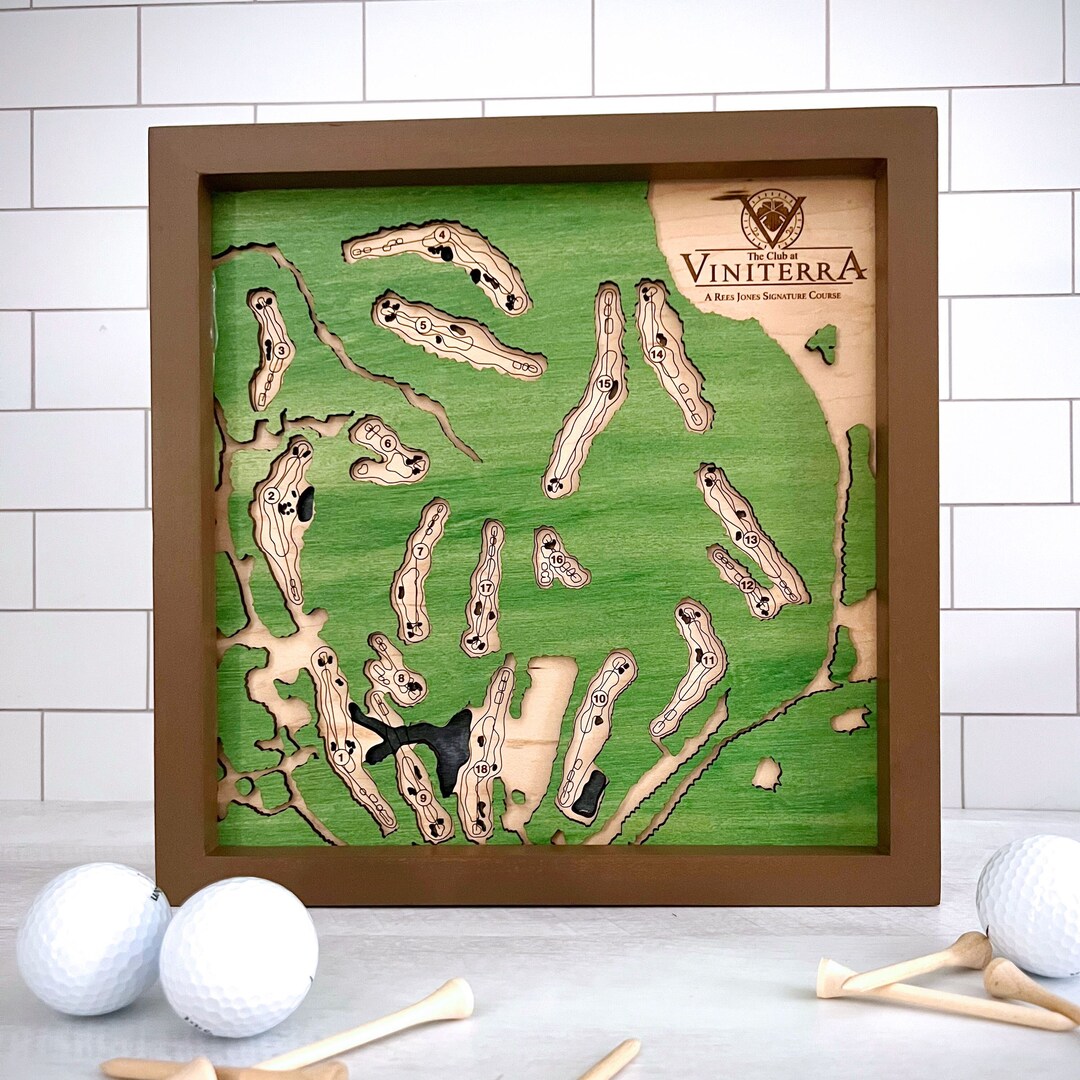 The Club at Viniterra Golf Course Map Layered Wood Golf Course Picture ...