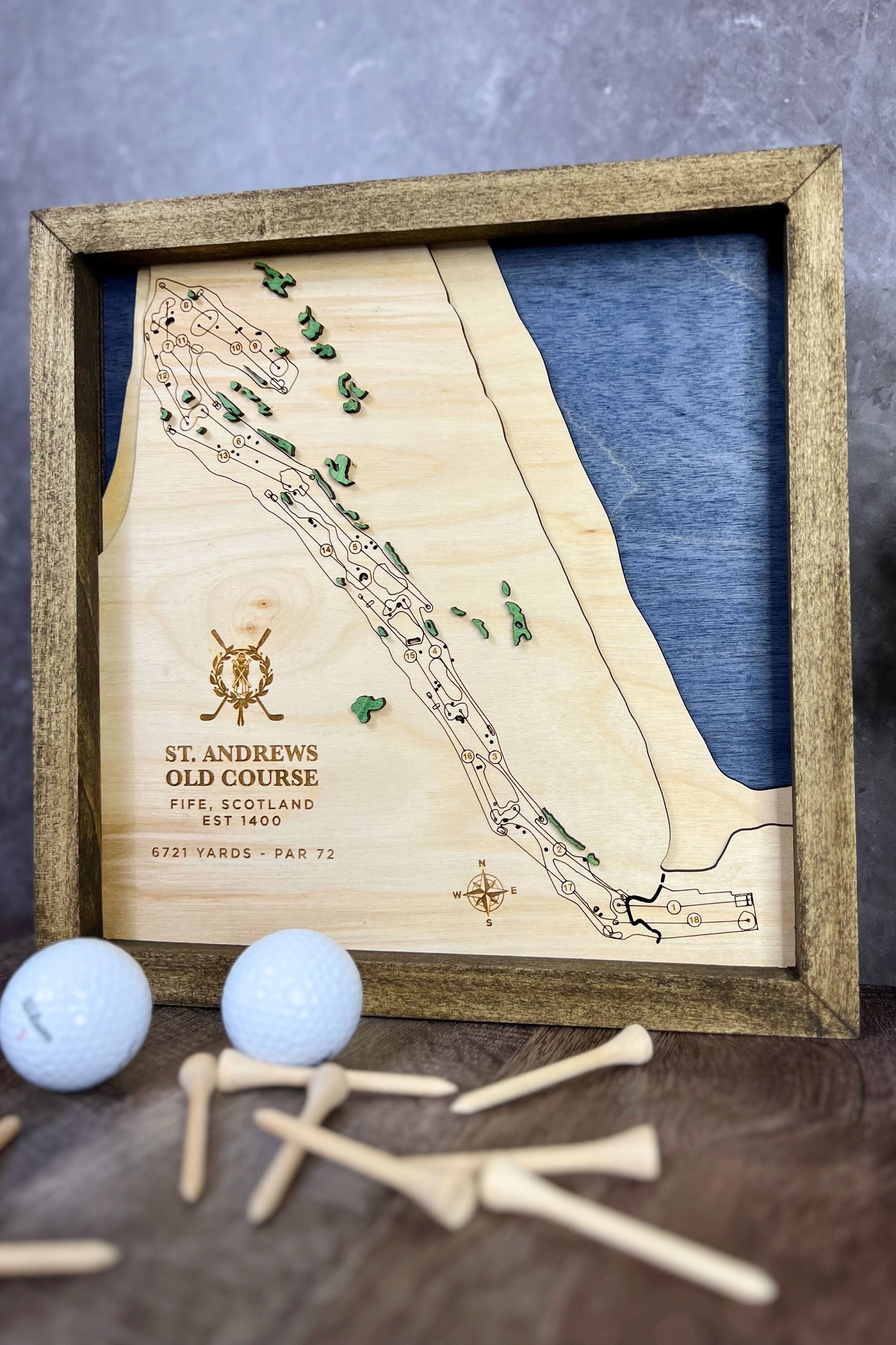 St Andrews Old Course Golf Course Map Layered Wood Golf Course Picture ...