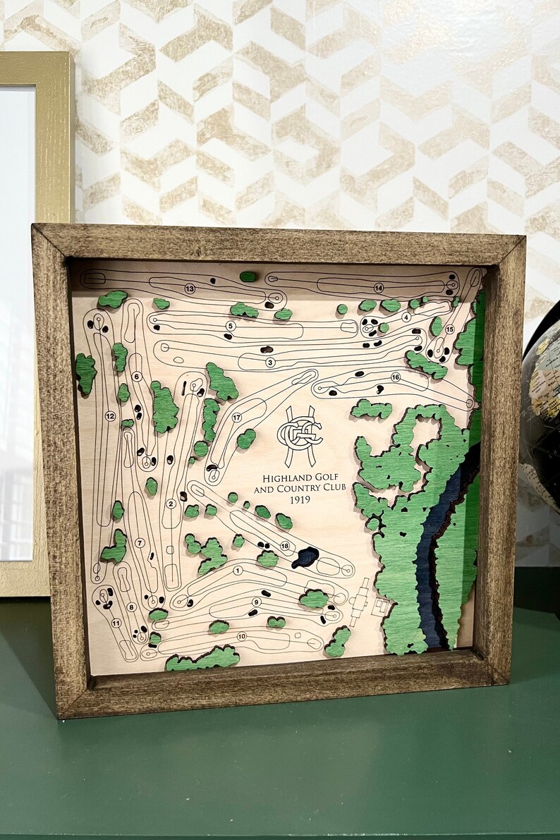 Highland Golf & Country Club Golf Course Map Layered Wood Golf - Etsy