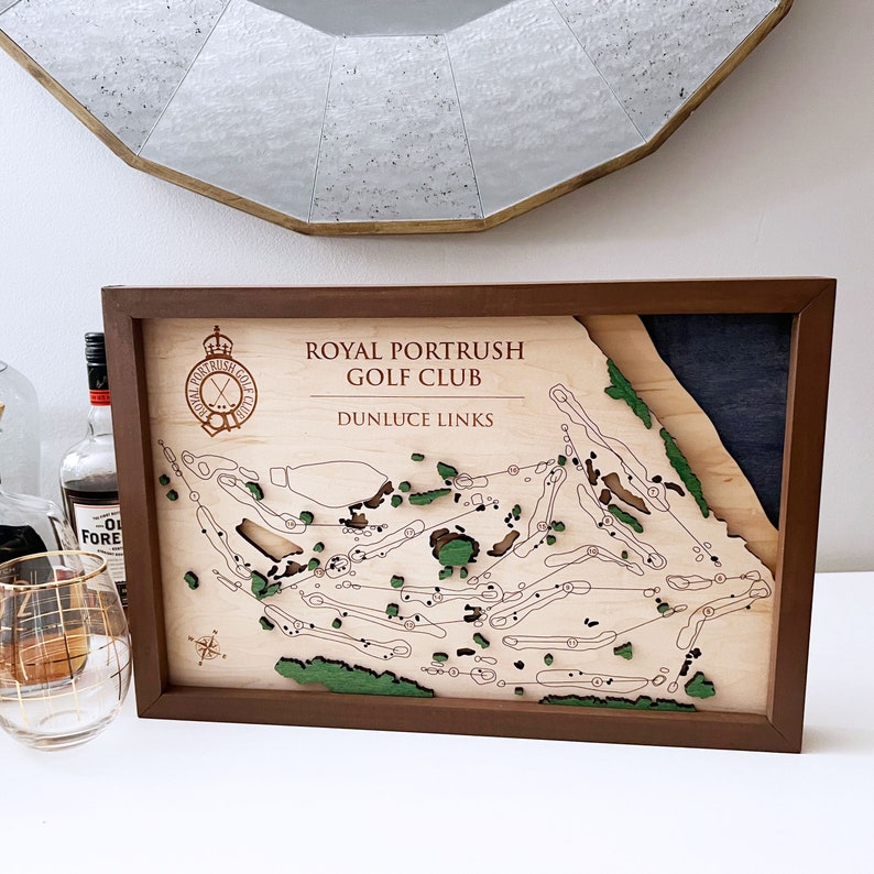 Royal Portrush Golf Club Golf Course Map Layered Wood Golf - Etsy