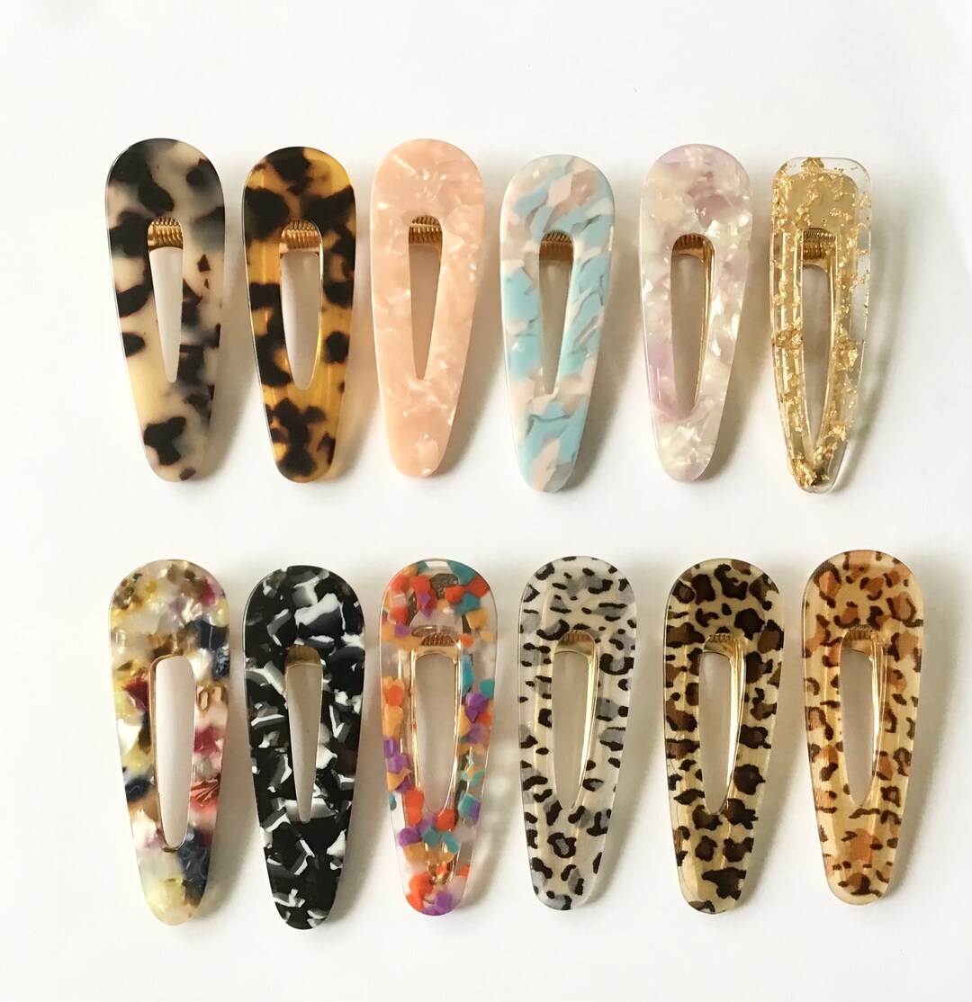 Teardrop Hair Clips / Acetate Hair Clips / Cellulose Hair - Etsy