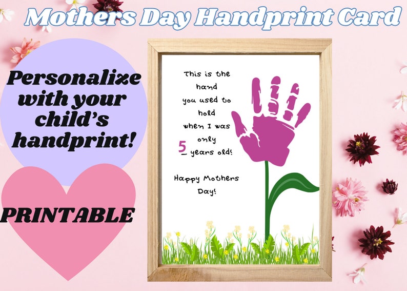 DIY Handprint Mother's Day Card - Printable Digital File for Kids Craft ...