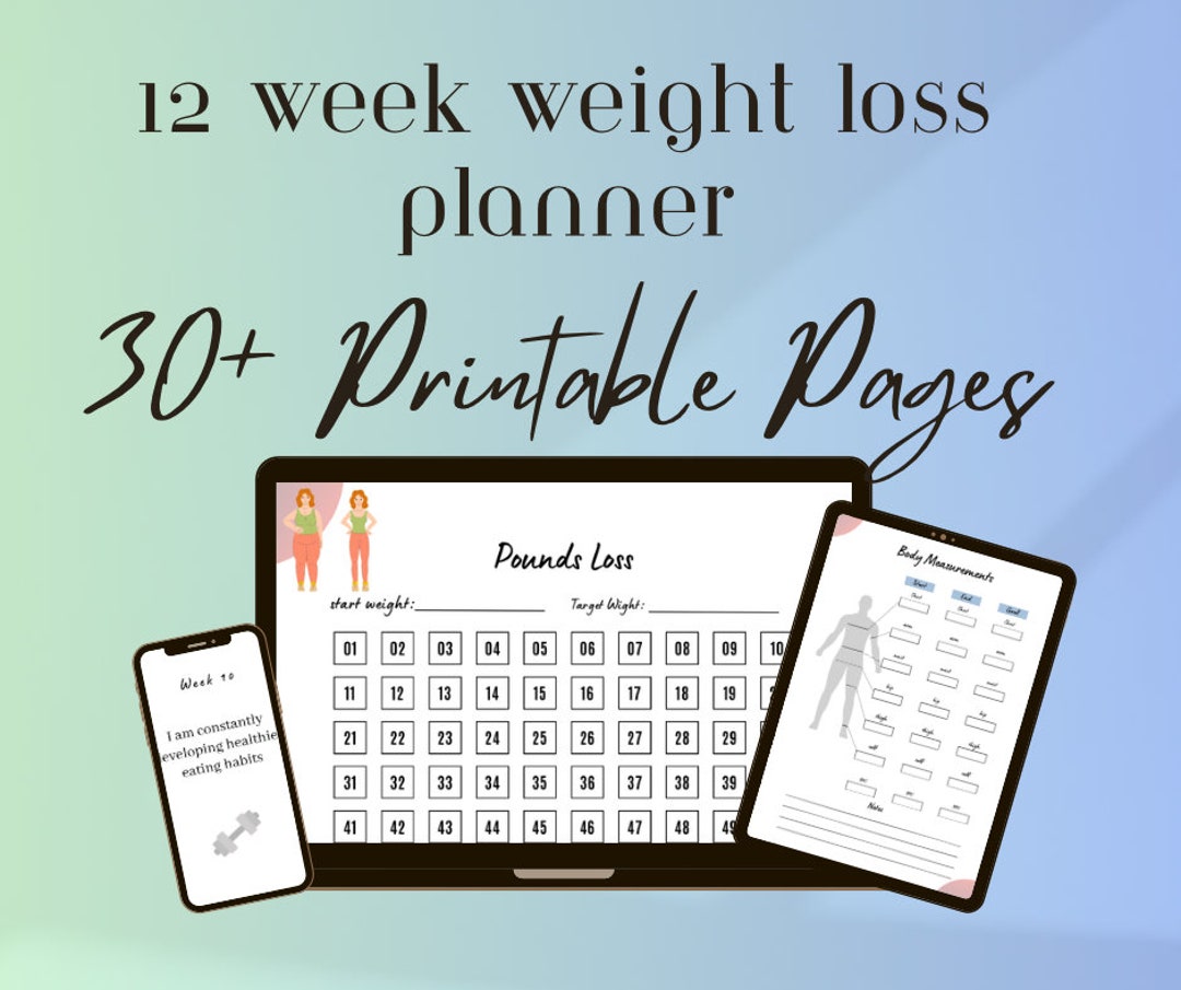 12-week Weight Loss Planner - Printable Tracker for Fitness Success - Etsy