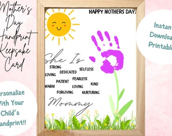 DIY Handprint Mother's Day Card - Printable Digital File for Kids Craft ...