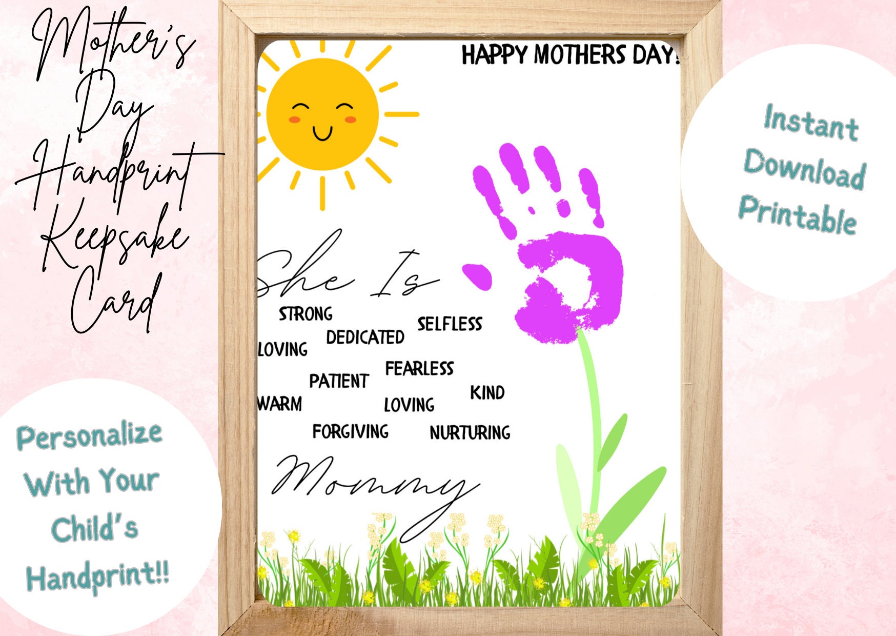 DIY Handprint Mother's Day Card Printable Digital File for Kids Craft ...