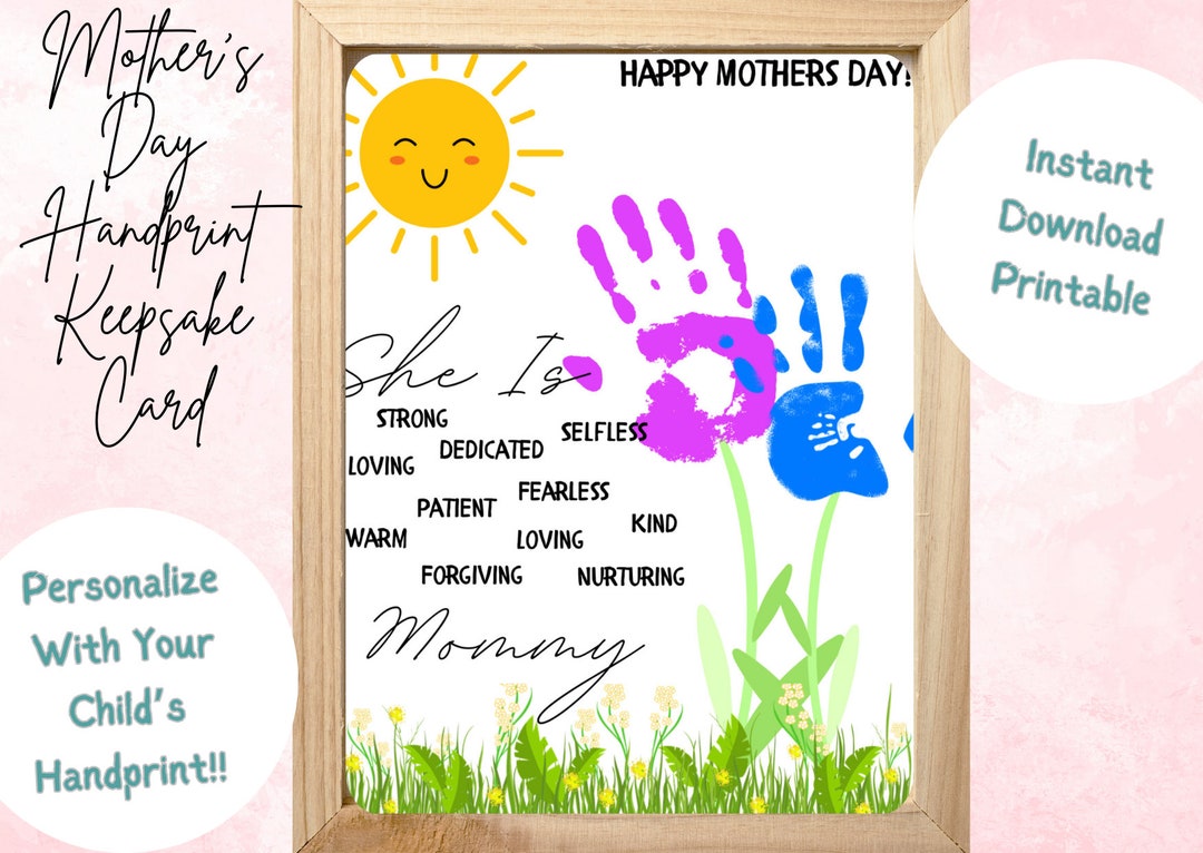 DIY Handprint Mother's Day Card - Printable Digital File for Kids Craft ...