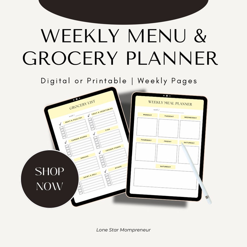 Printable Weekly Menu and Grocery Planner - Stay Organized and Simplify ...