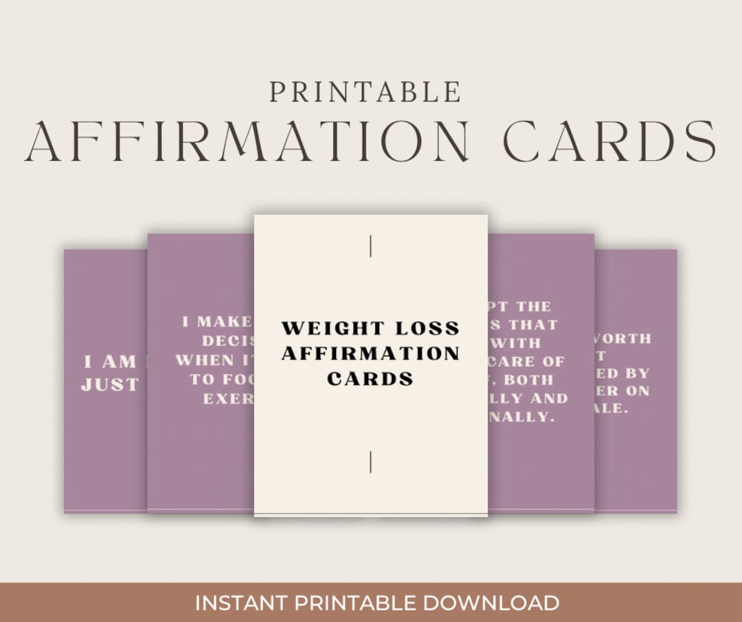 Printable Weight Loss Affirmation Cards - Stay Motivated on Your ...