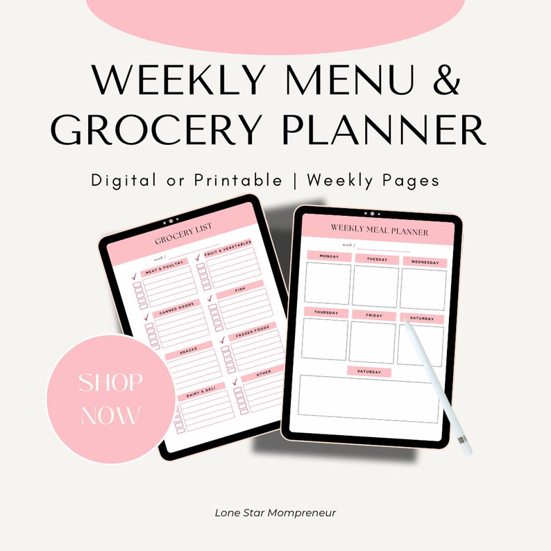Printable Weekly Menu and Grocery Planner - Stay Organized and Simplify ...