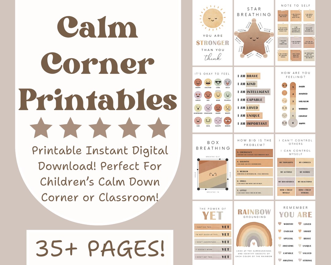 35+ Calming Corner Classroom Boho Calm Down Printable Decor Wall Art ...