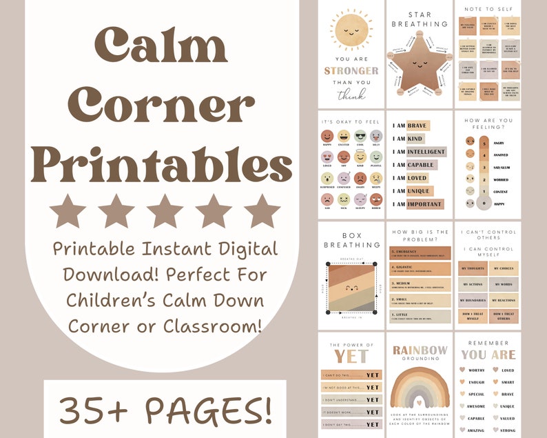 35+ Calming Corner Classroom Boho Calm Down Printable Decor Wall Art ...