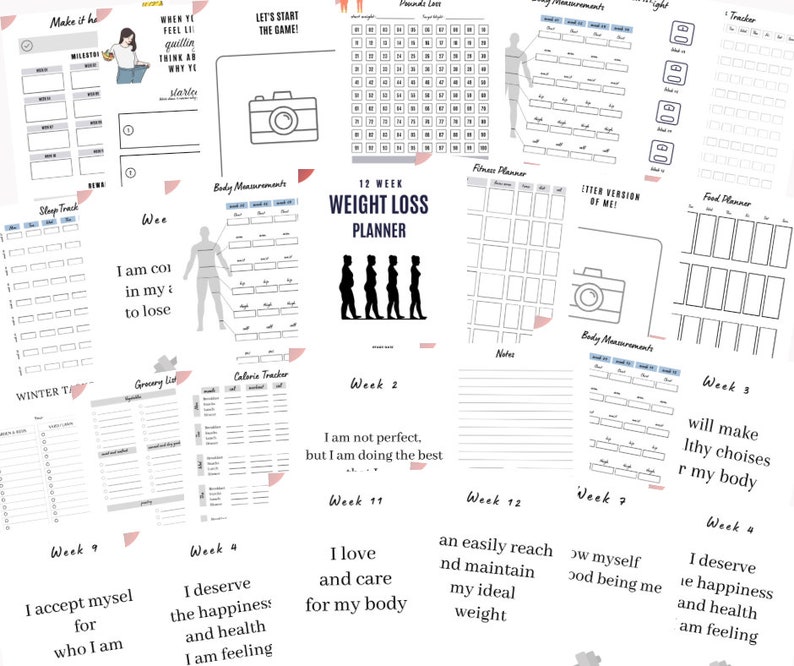 12-week Weight Loss Planner - Printable Tracker for Fitness Success - Etsy