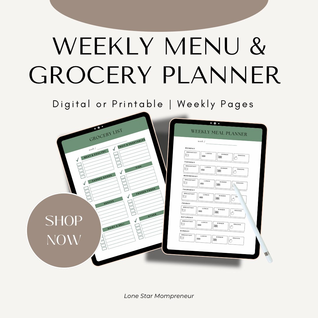 Printable Weekly Menu and Grocery Planner - Stay Organized and Simplify ...