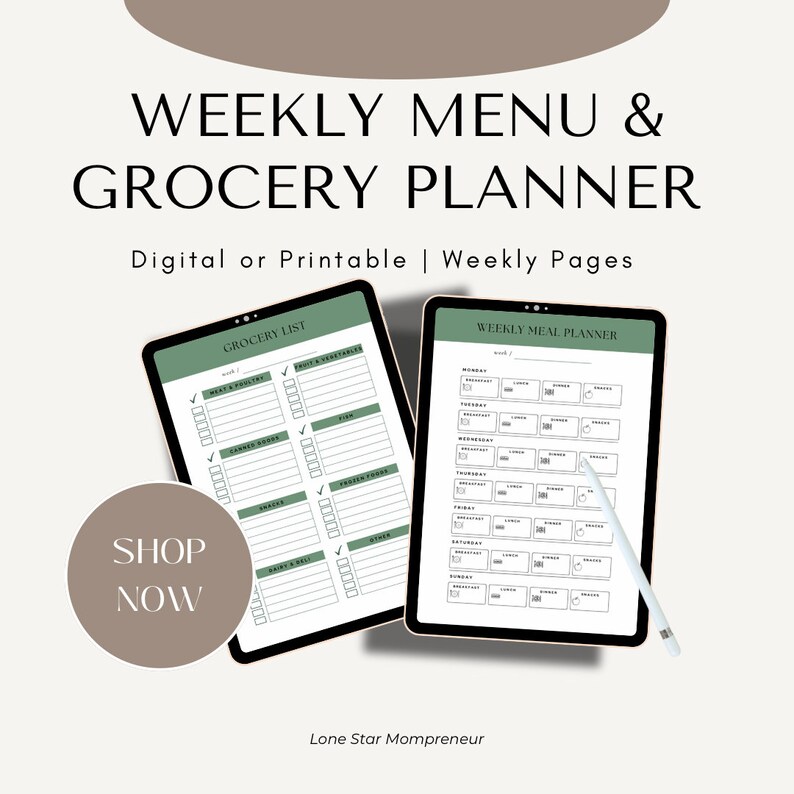 Printable Weekly Menu and Grocery Planner - Stay Organized and Simplify ...