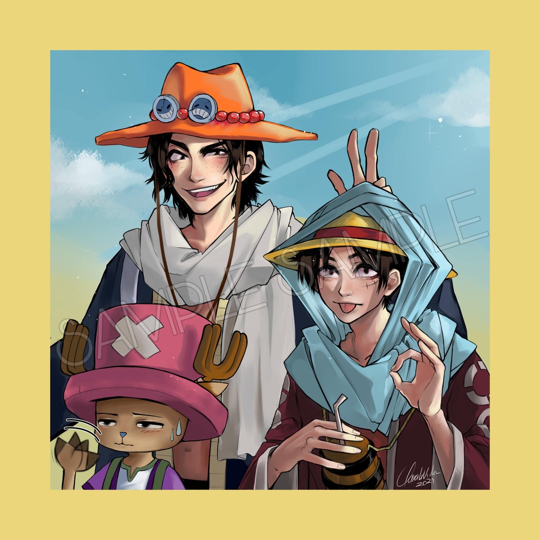 Ace, Luffy and Chopper Print/ One Piece - Etsy