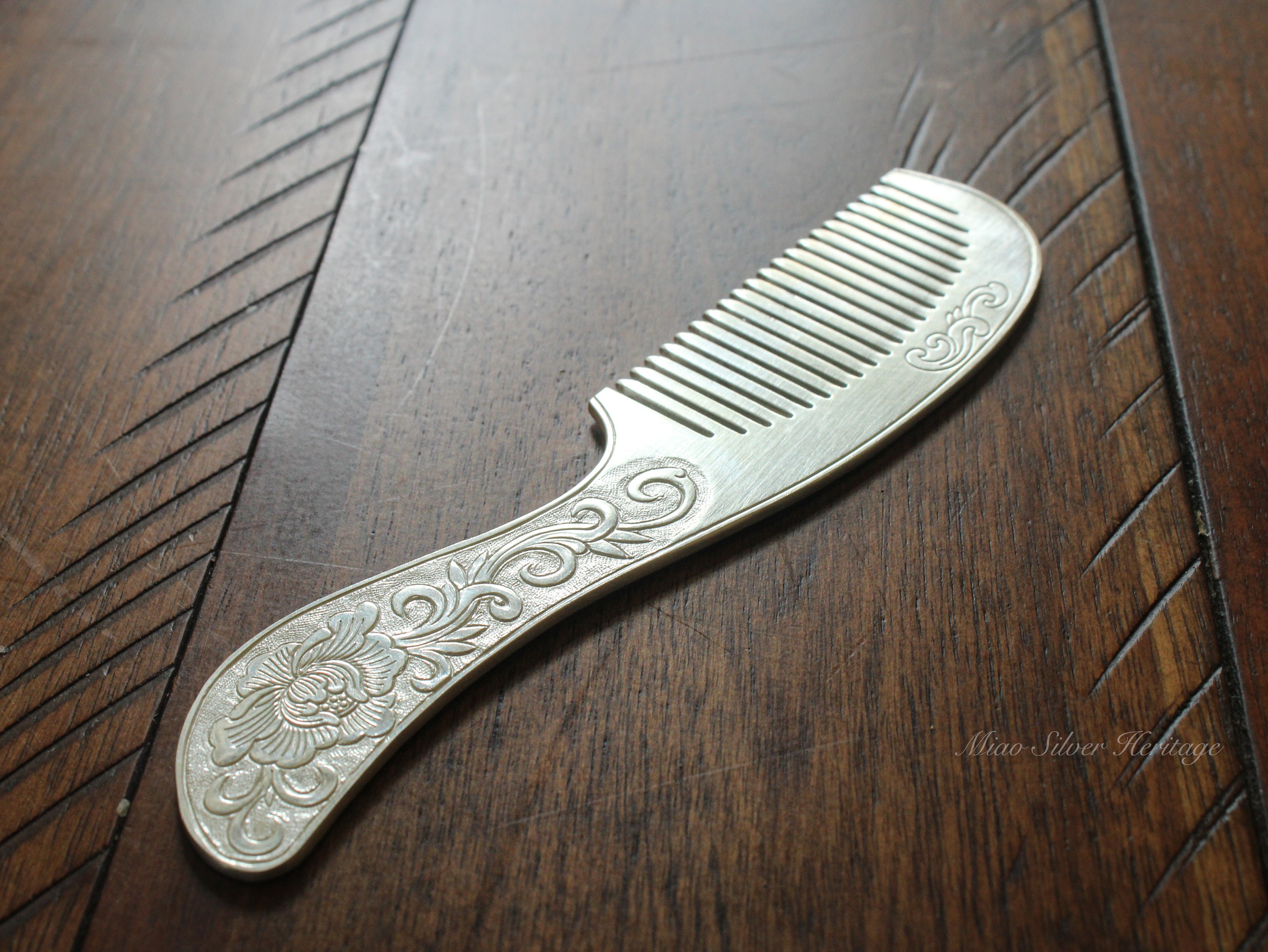 Pure Silver Comb, Fine Silver, Traditional Hand-carved Silver Comb ...