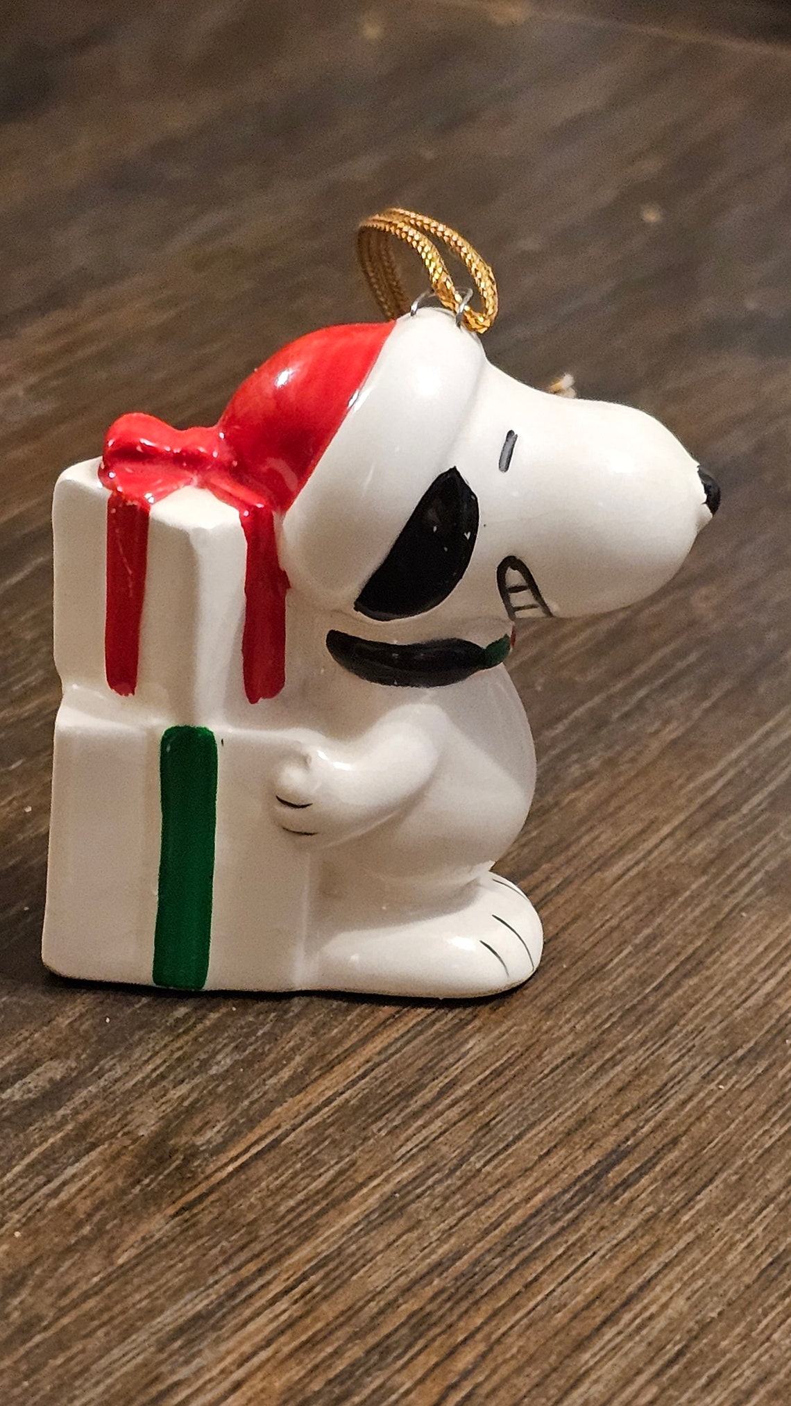 Vintage Christmas Snoopy Ceramic Ornament - Etsy