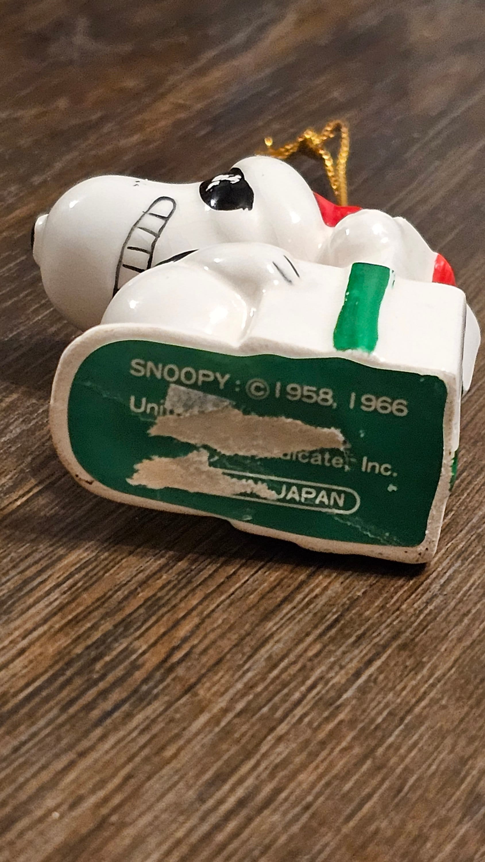 Vintage Christmas Snoopy Ceramic Ornament - Etsy