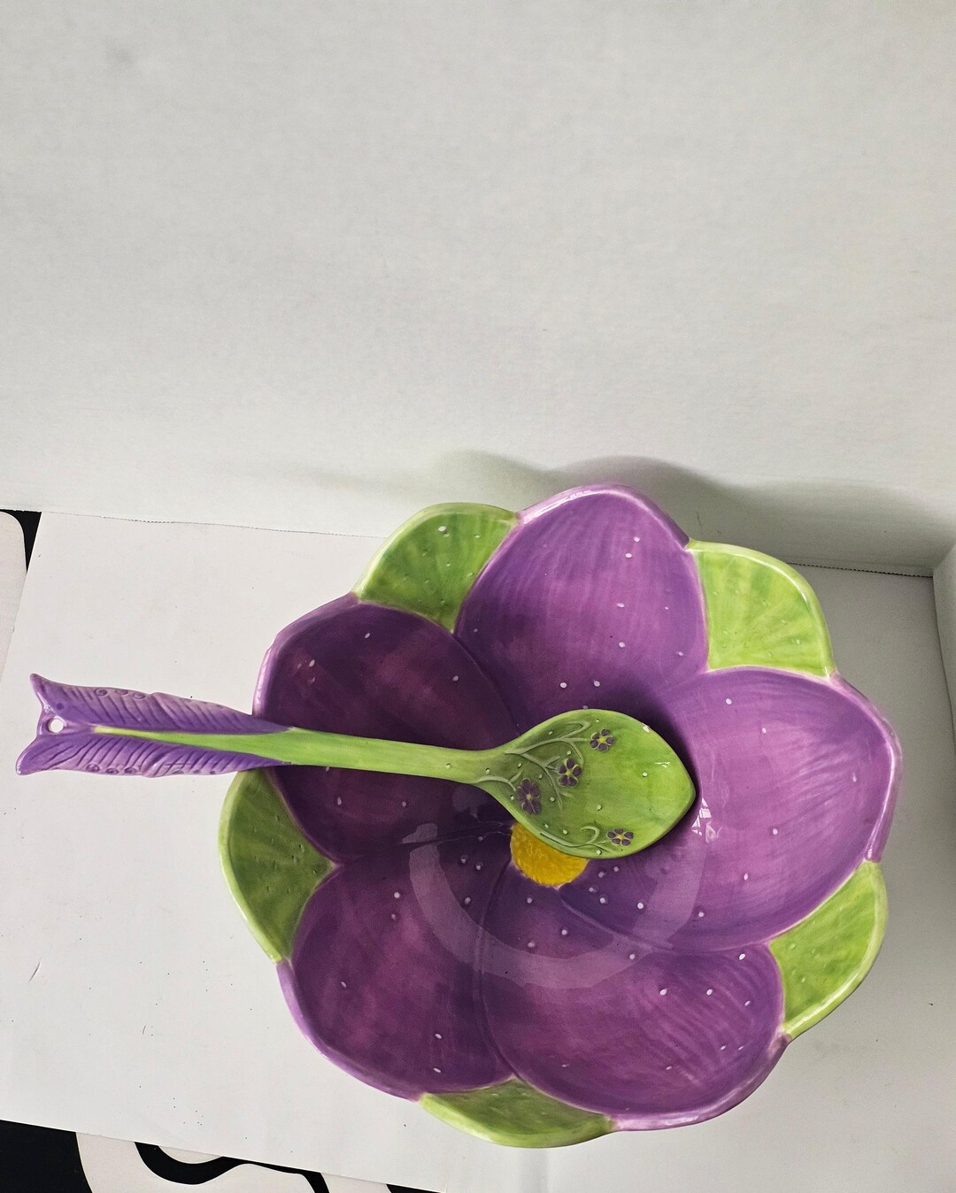 Suzanne Somers Violet Flowers Collection Salad or Fruit Bowl With Spoon ...
