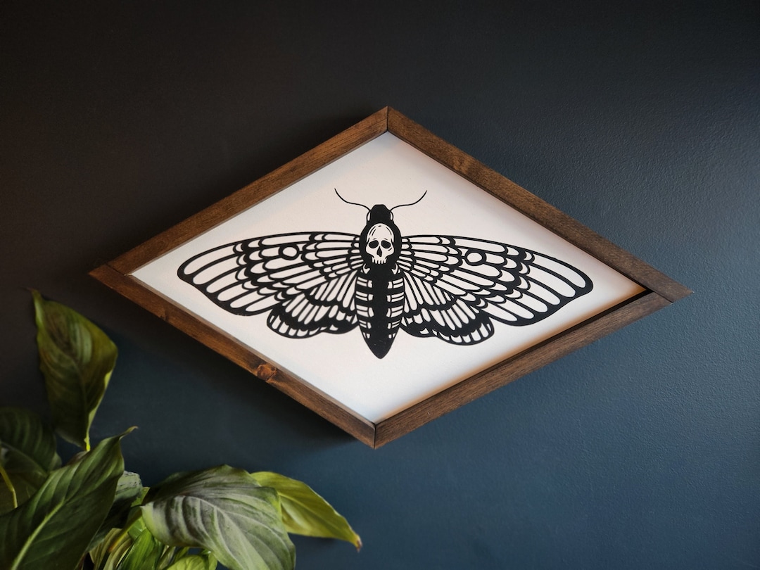 Death’s Head Moth Wood Sign / Witchy Wall Hanging / Gothic Wall Decor ...