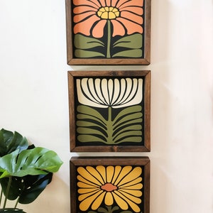 Groovy Floral Wood Sign / Retro Flower Sign Set / Wall Art / 70s Decor ...