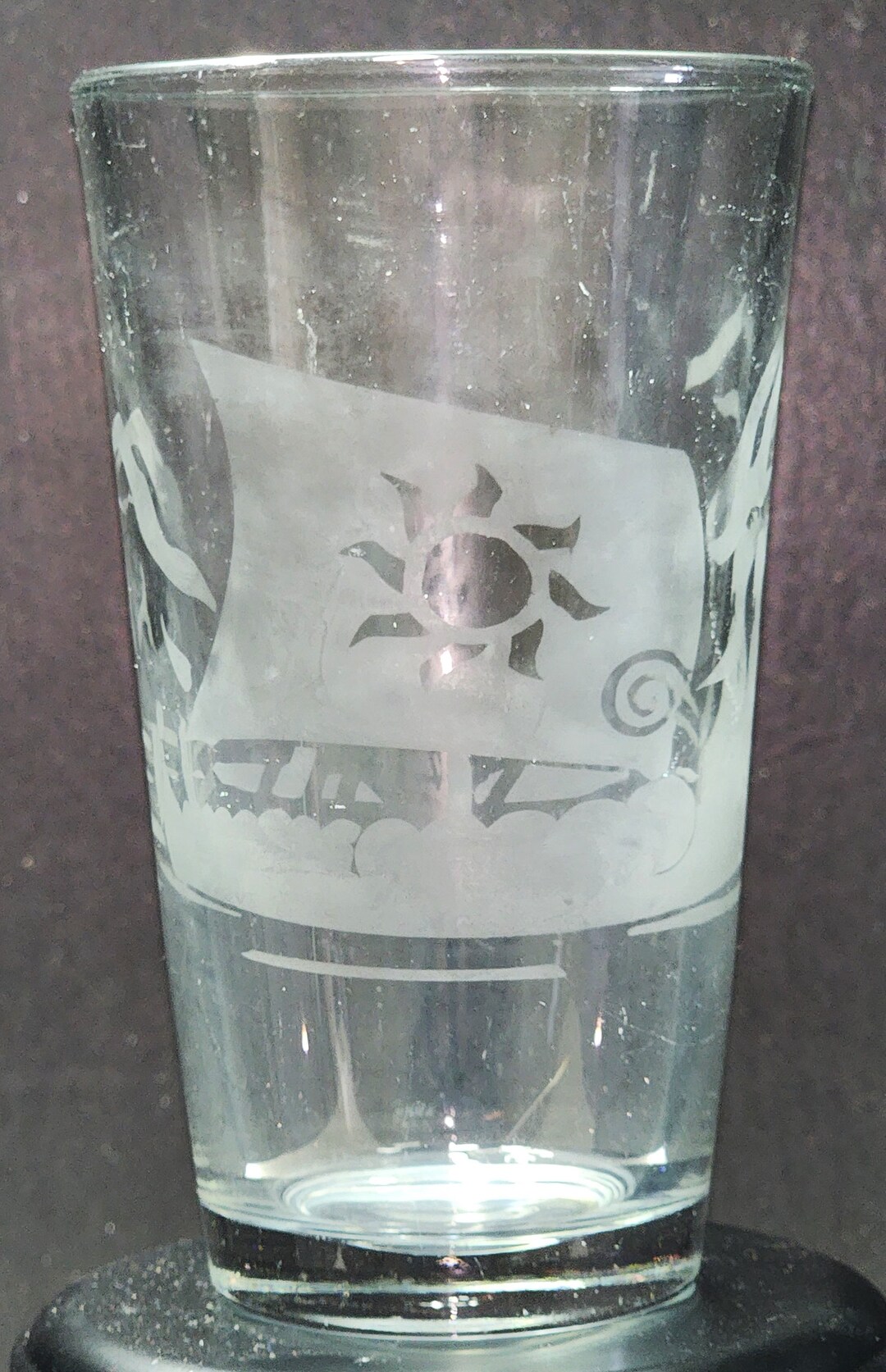 Personalized Etched Glass Viking Ship Pint Bar Glass - Etsy