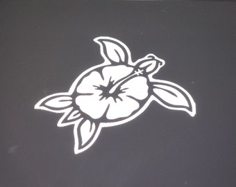 Sea Turtle Hibiscus Decal - Etsy