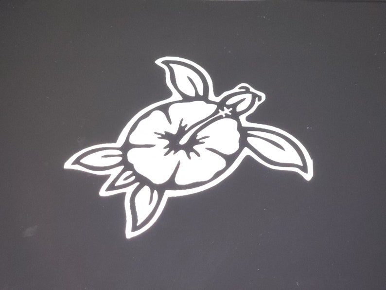 Large 6 Inch Hibiscus Flower Sea Turtle Vinyl Decal - Etsy