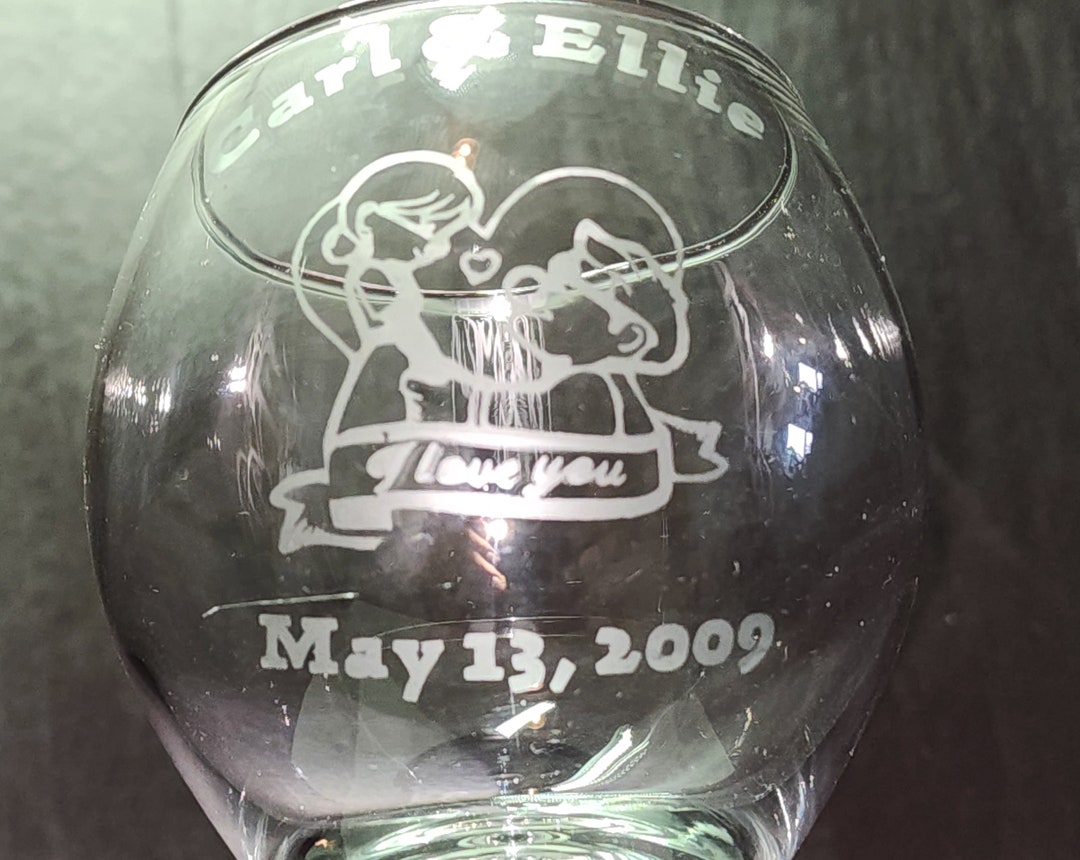Personalized Etched Glass Disney Pixar up Carl and Ellie Wedding ...